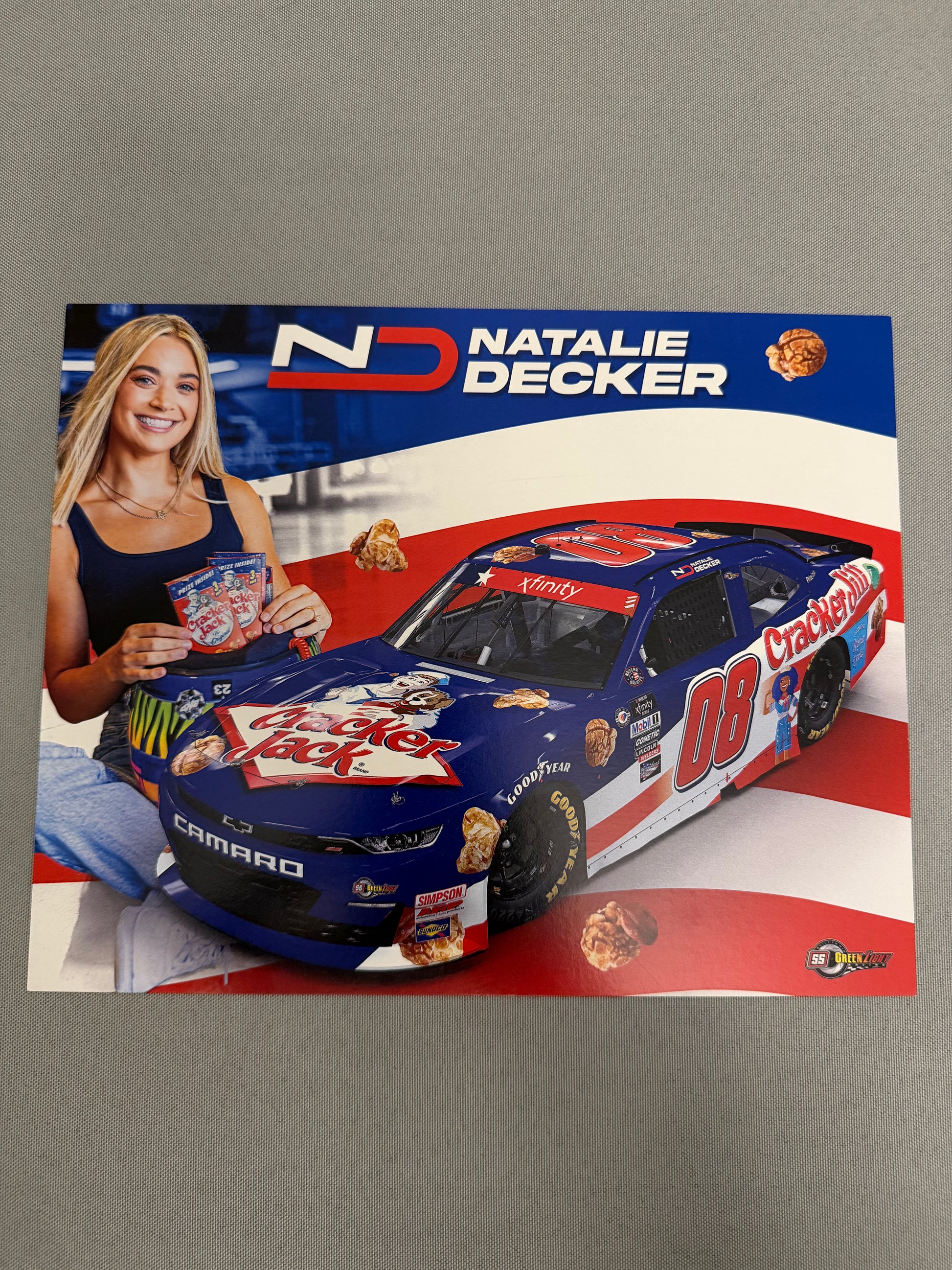 Natalie Decker #08 2023 Cracker Jack Nascar Hero Card – Race Day Authentics