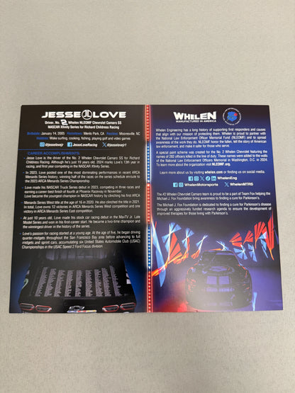 Jesse Love #2 2024 Whelen Law Enforcement Nascar Hero Card – Race Day ...