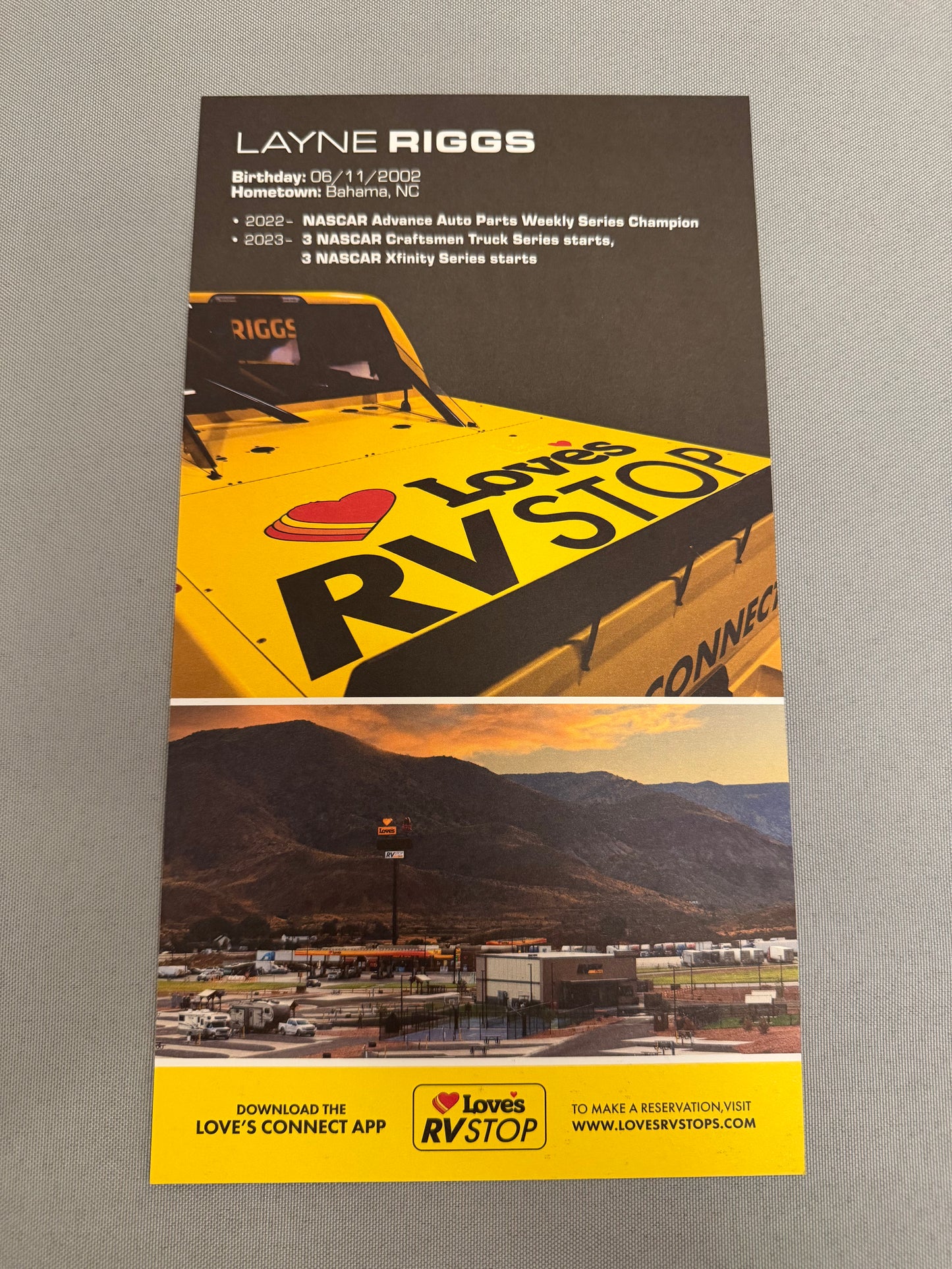 Layne Riggs #38 2024 Loves Truck Stop Autographed Nascar Hero Card – Race Day Authentics